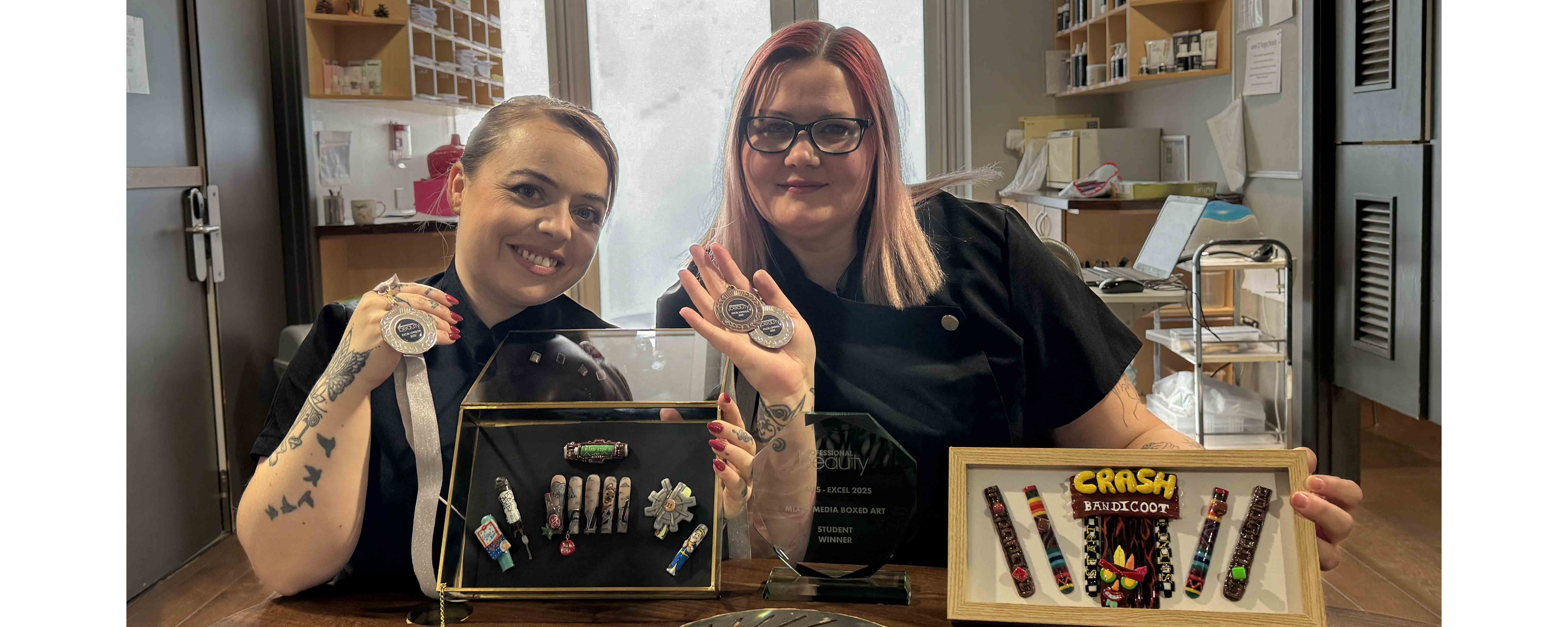 Emily and Robyn score big with digital game nail art | Walsall College